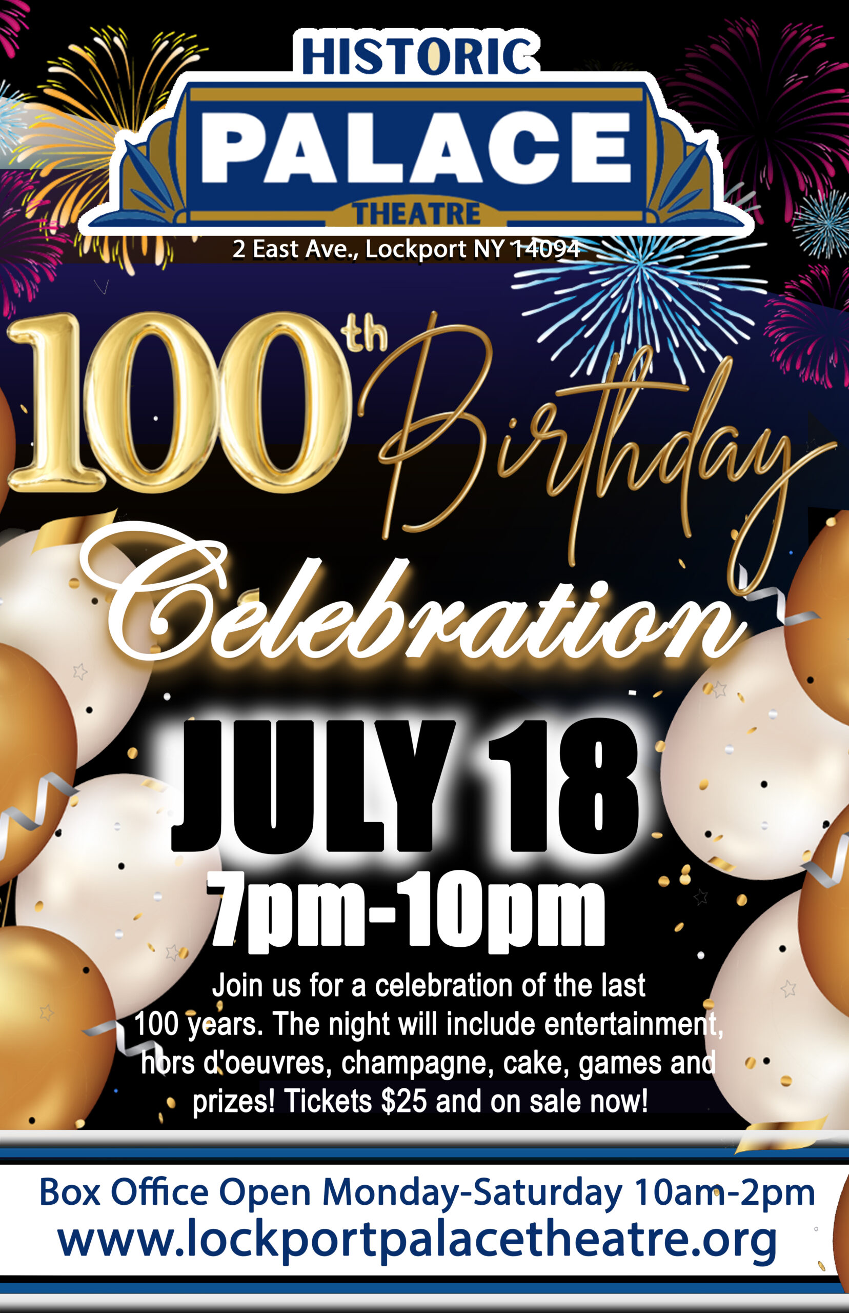 100 Years Celebration poster - Lockport Palace Theater
